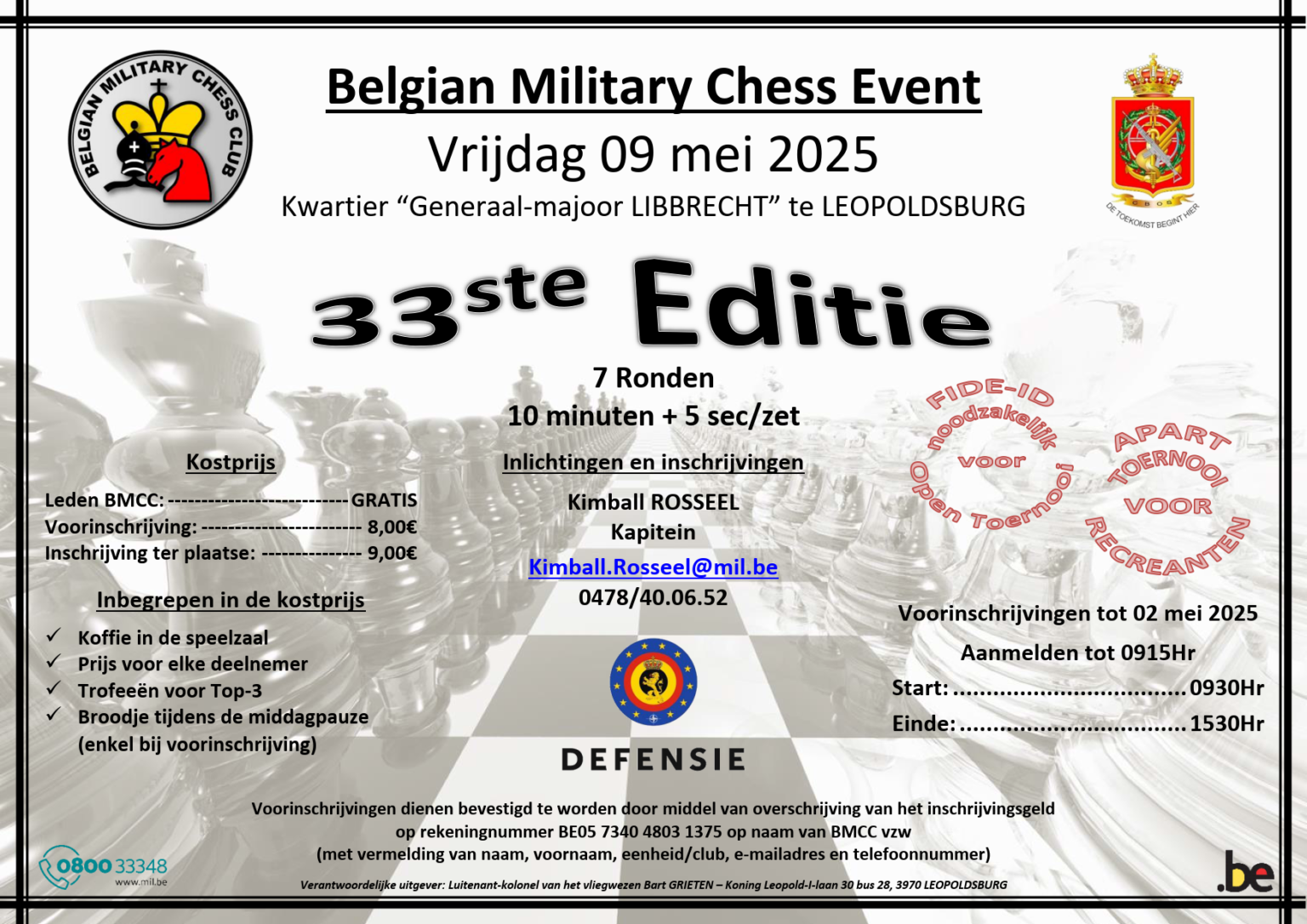 Belgian Military Chess Event 2025 – Belgian Military Chess Club vzw